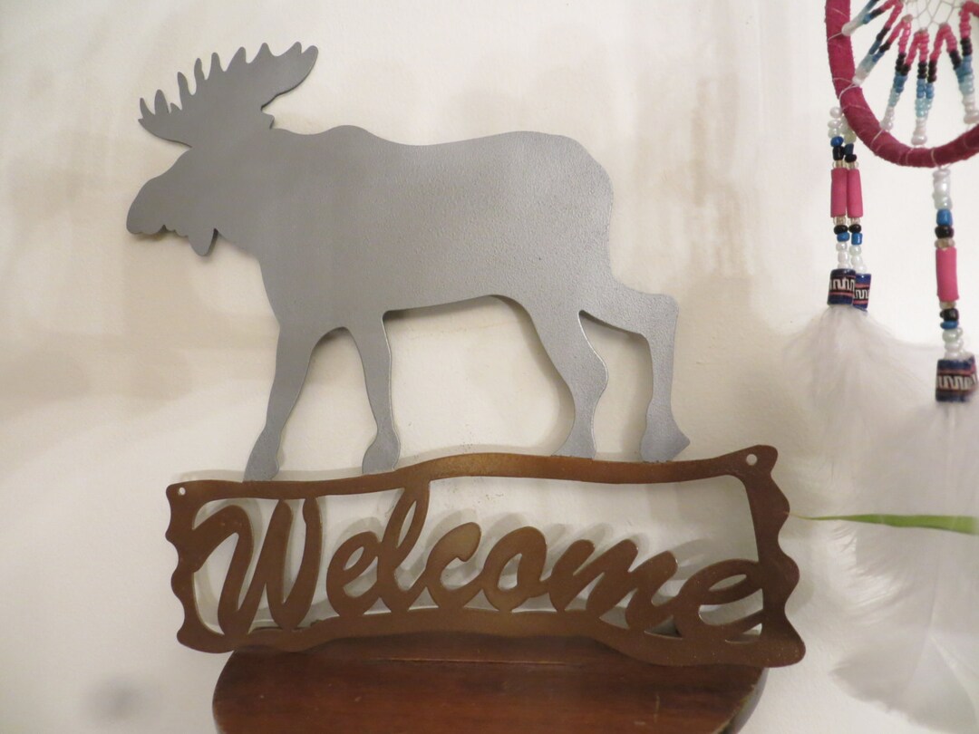 Vintage Moose Welcome Sign Metal Wall Decor Two Toned Wall Art - Etsy