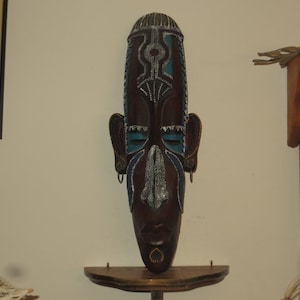 African Mask Wall Hanging, Large, Tribal Art, 18 3/4" Tall, 3 Pounds ...