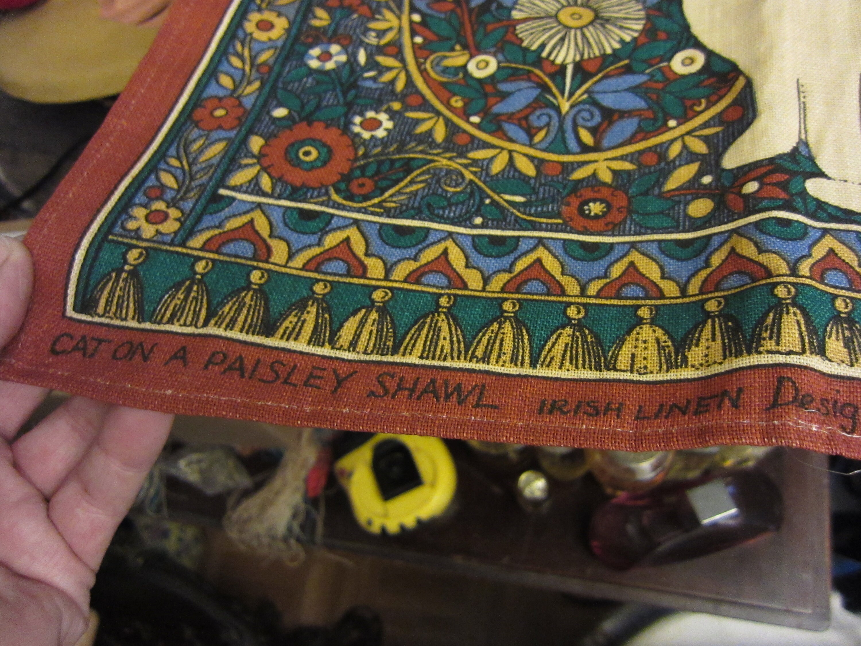 Vintage Pat Albeck National Trust Cat on a Paisley Shawl, Please Read ...