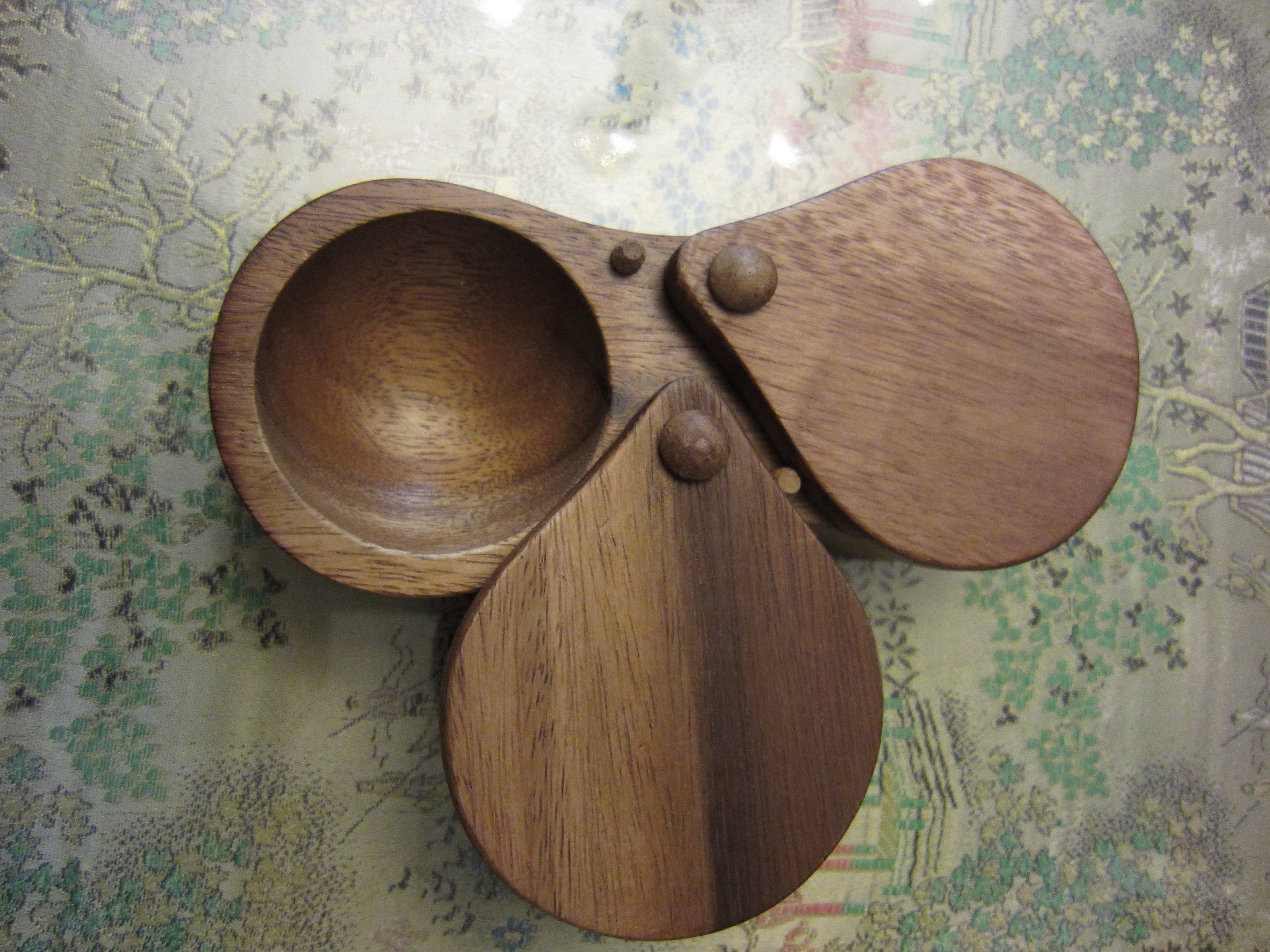 Small Wood Trinket Jewelry Keepsake Box, Two Compartments, Swivel Lids ...