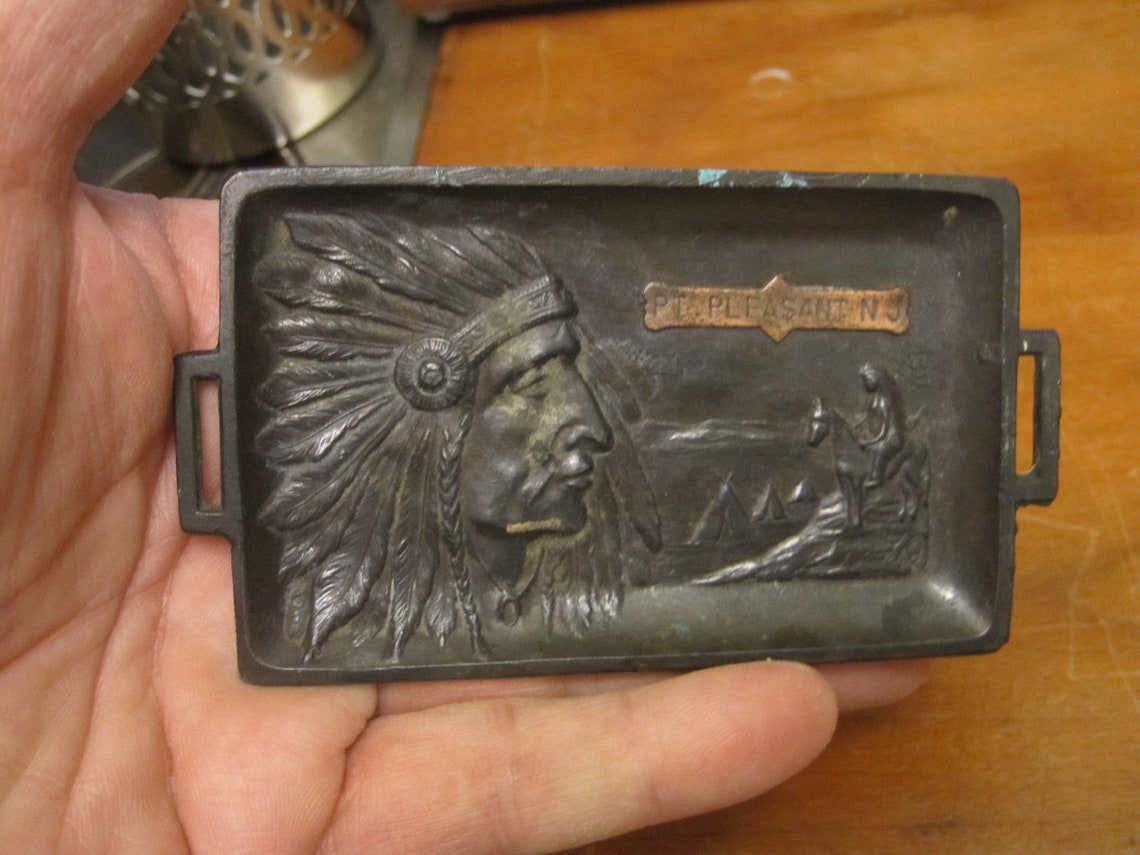 Mid Century Almar Point Decorative Indian Head Business Card Holder ...