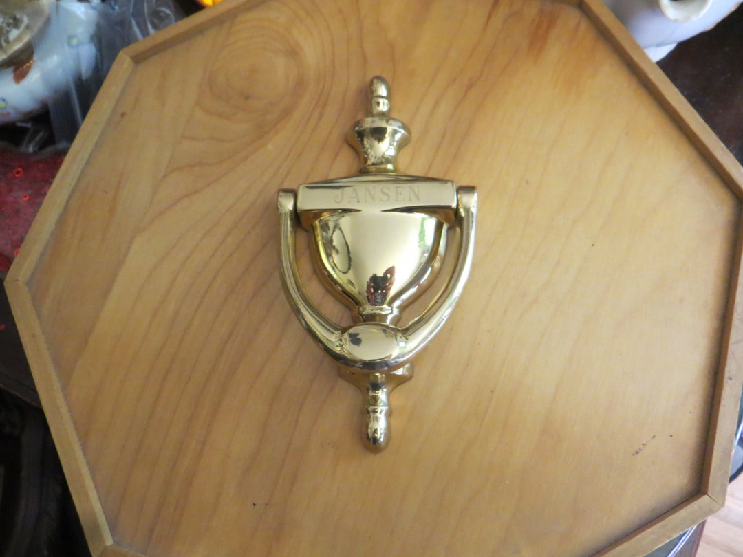 Vintage Brass Jansen Door Knocker, Heavy Metal Door Hardware, Please ...