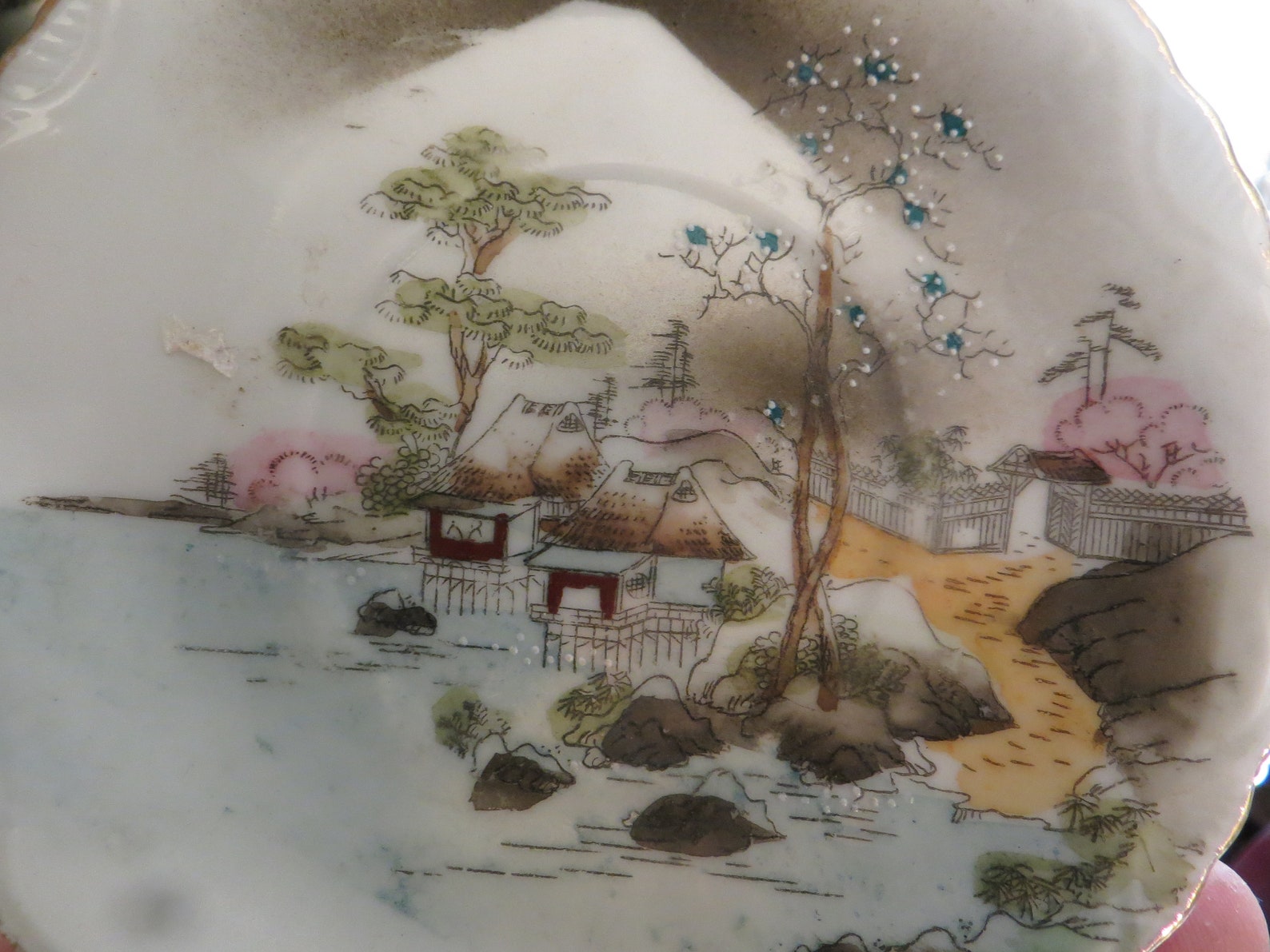 Plates, Japanese Hand Painted Moriage, Torii Mark, Set of 4, Please ...