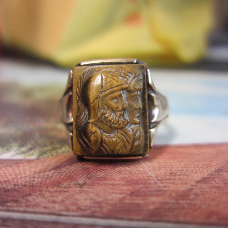 Mens Vintage Carved Tiger Eye Ring - Etsy
