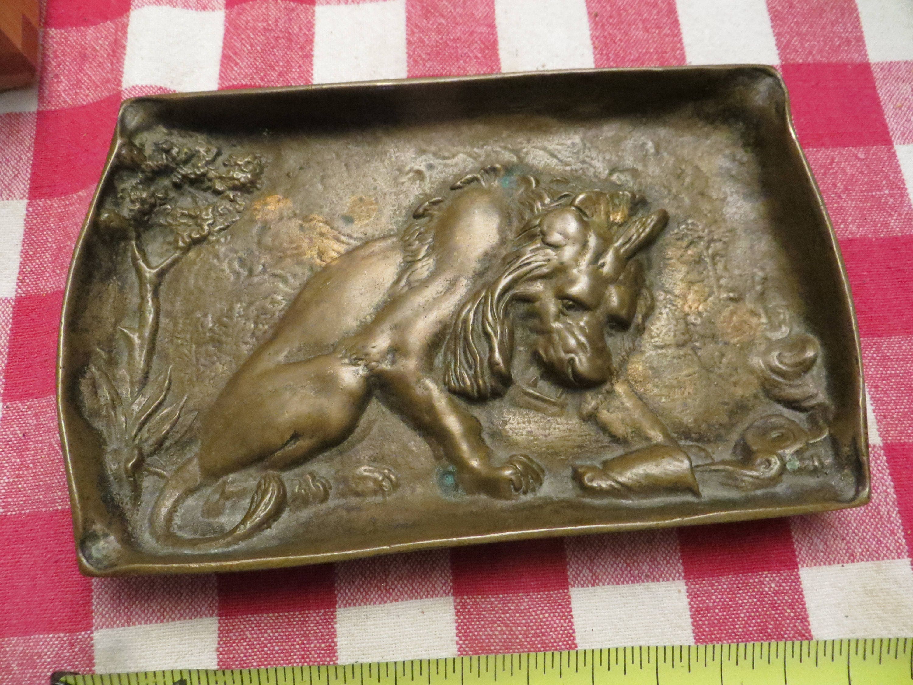 Antique Lion Tray Ornate Bronze High Relief Detailed - Etsy UK