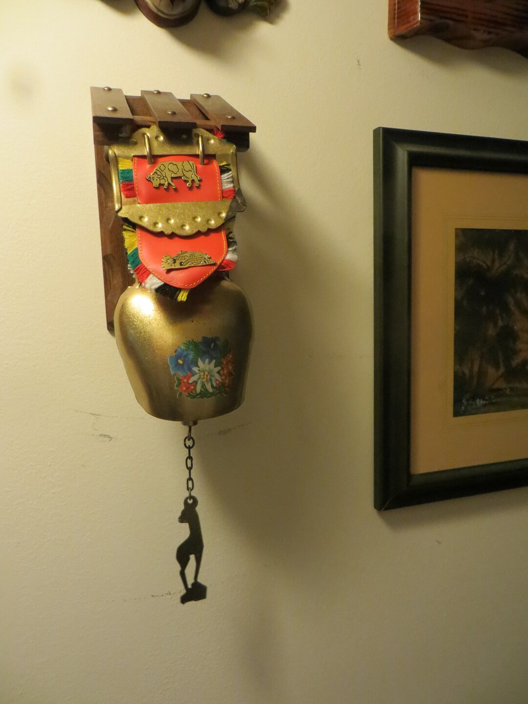 Vintage Swiss Alpine Cow Bell With Decorated Leather Strap - Etsy