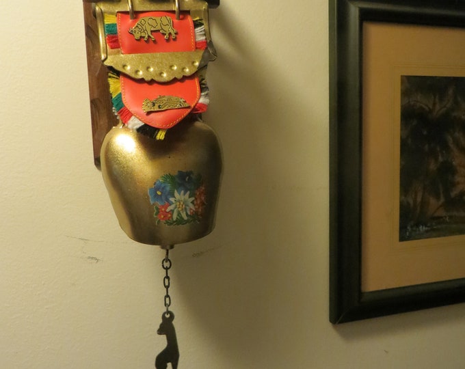 Vintage Swiss Alpine Cow Bell With Decorated Leather Strap - Etsy