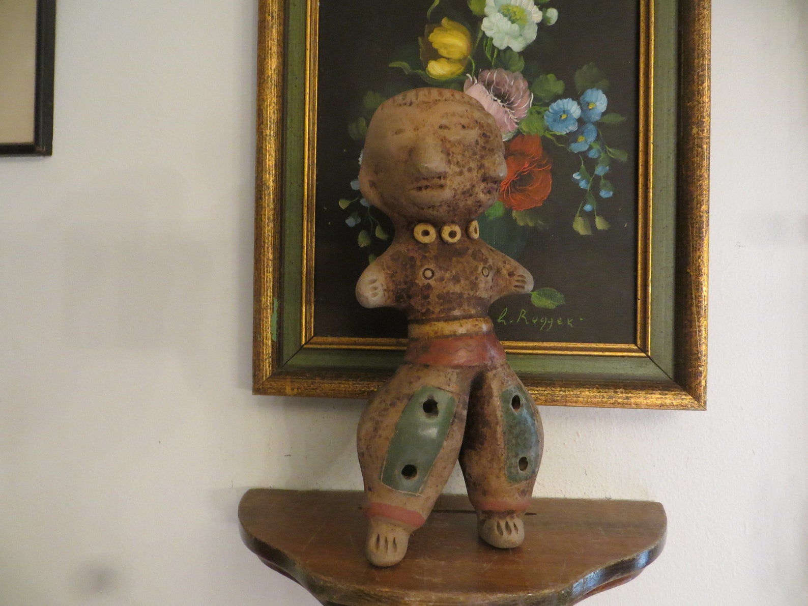 Aztec Mayan Flute Clay Painted Mexican Folk Art 2 Faces - Etsy