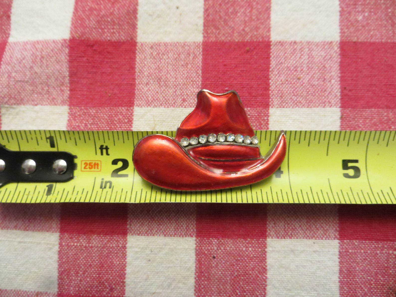 Vintage Red Cowboy Hat Pin Jewelry Rhinestones Enamel Brooch - Etsy