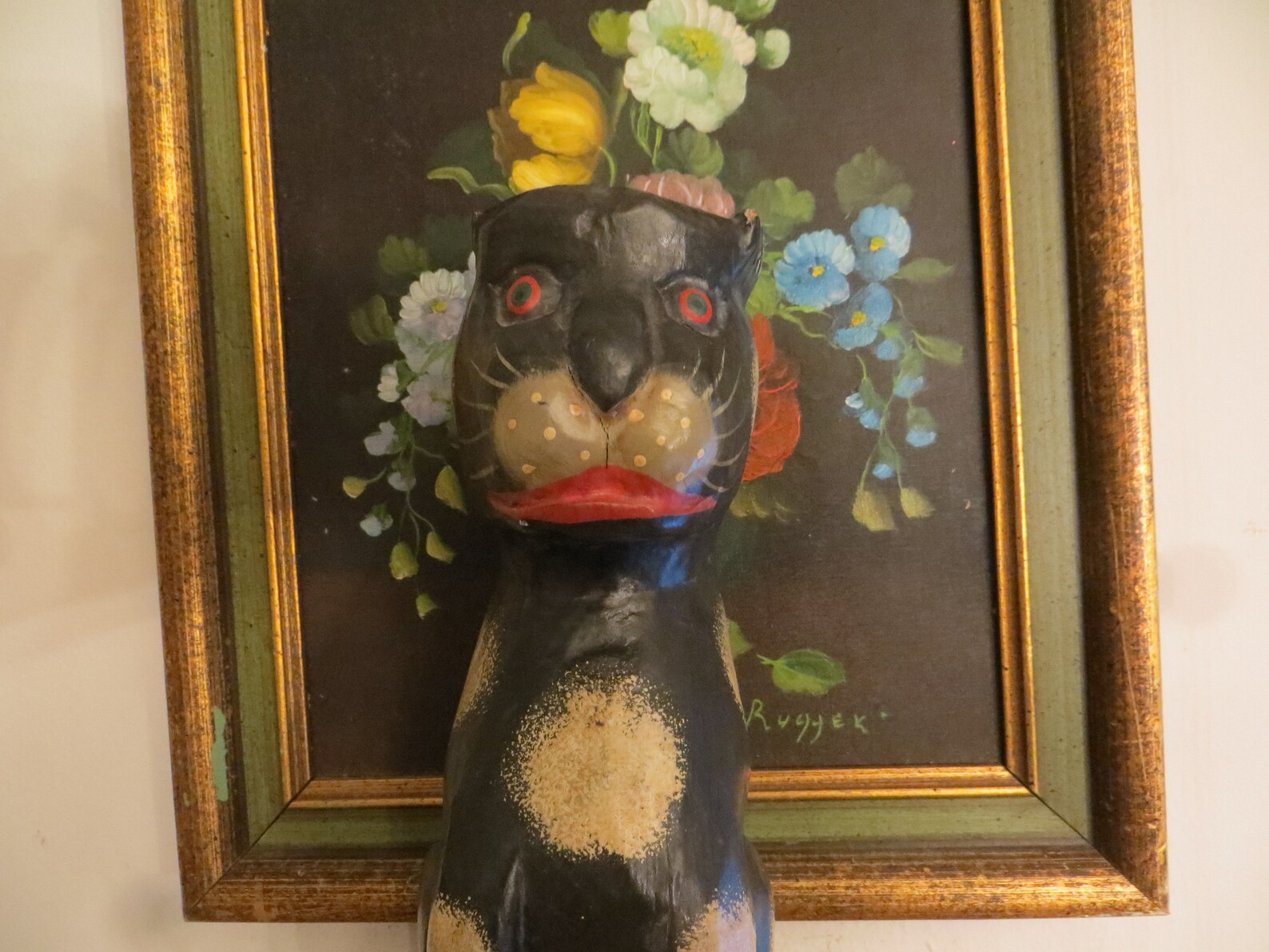 Standing Cat Figurine Sculpture Carved Wood Hand Painted. - Etsy