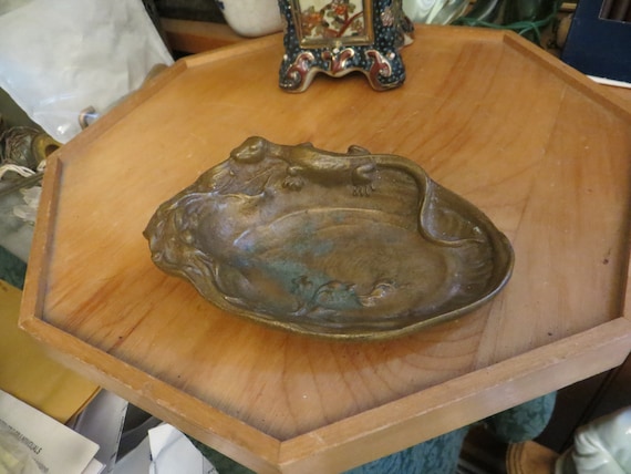 Antique Lizard Bronze Pin Tray, Solid Cast Bronze Rin… - Gem