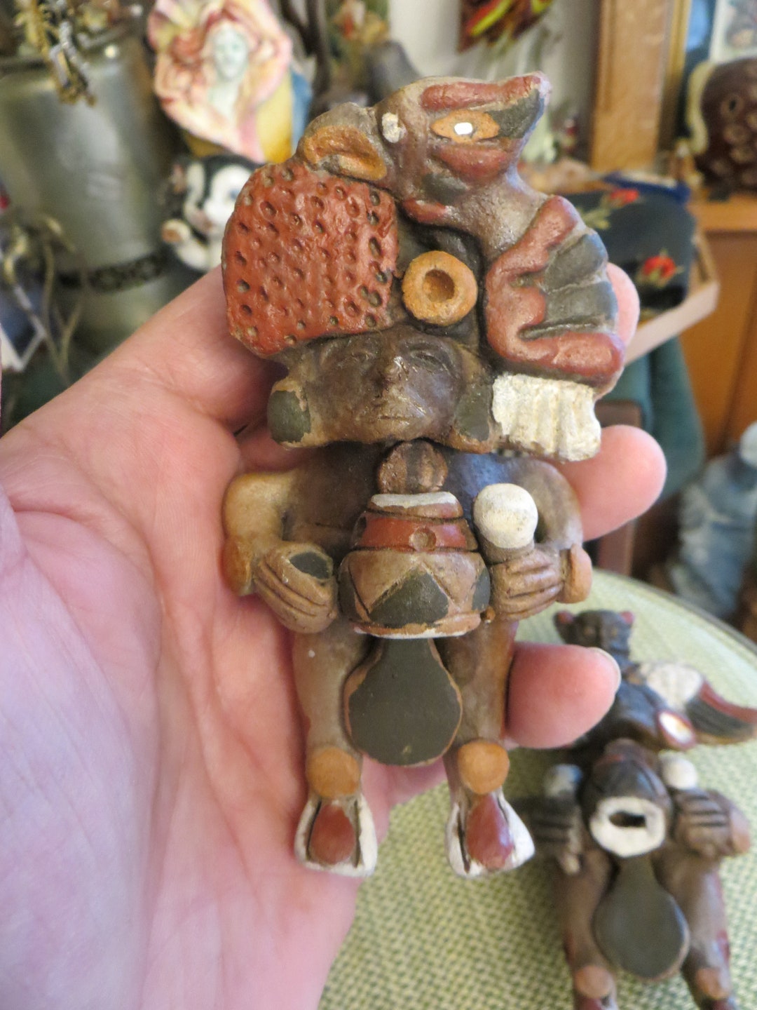 One Vintage Mexican Mayan Aztec Pottery Figurine Flute Whistle - Etsy