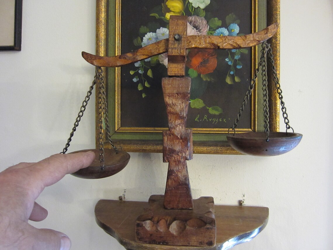 Vintage Mid Century Wood Balance Scale - Etsy