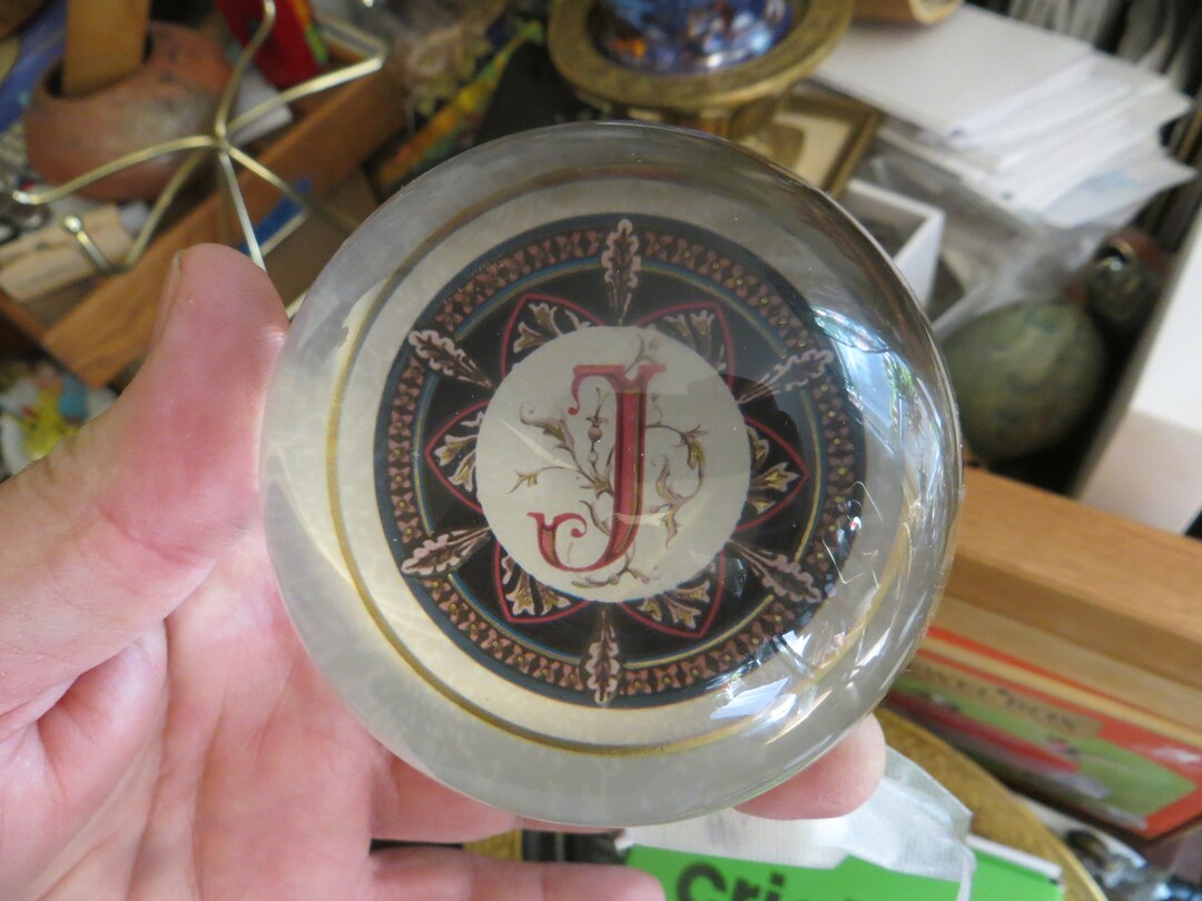 Letter J Paperweight, Domed, Vintage Glass - Etsy