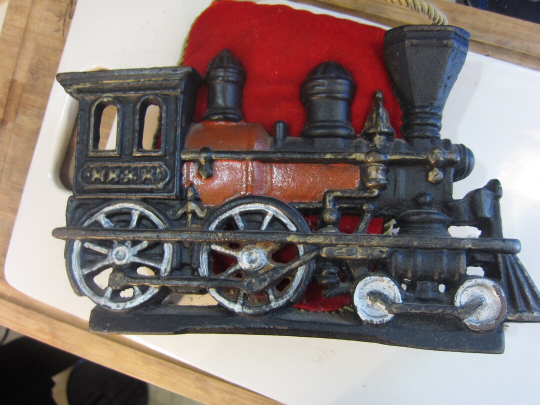 Vintage Cast Iron Doorstop Train Locomotive Railroad Decor - Etsy