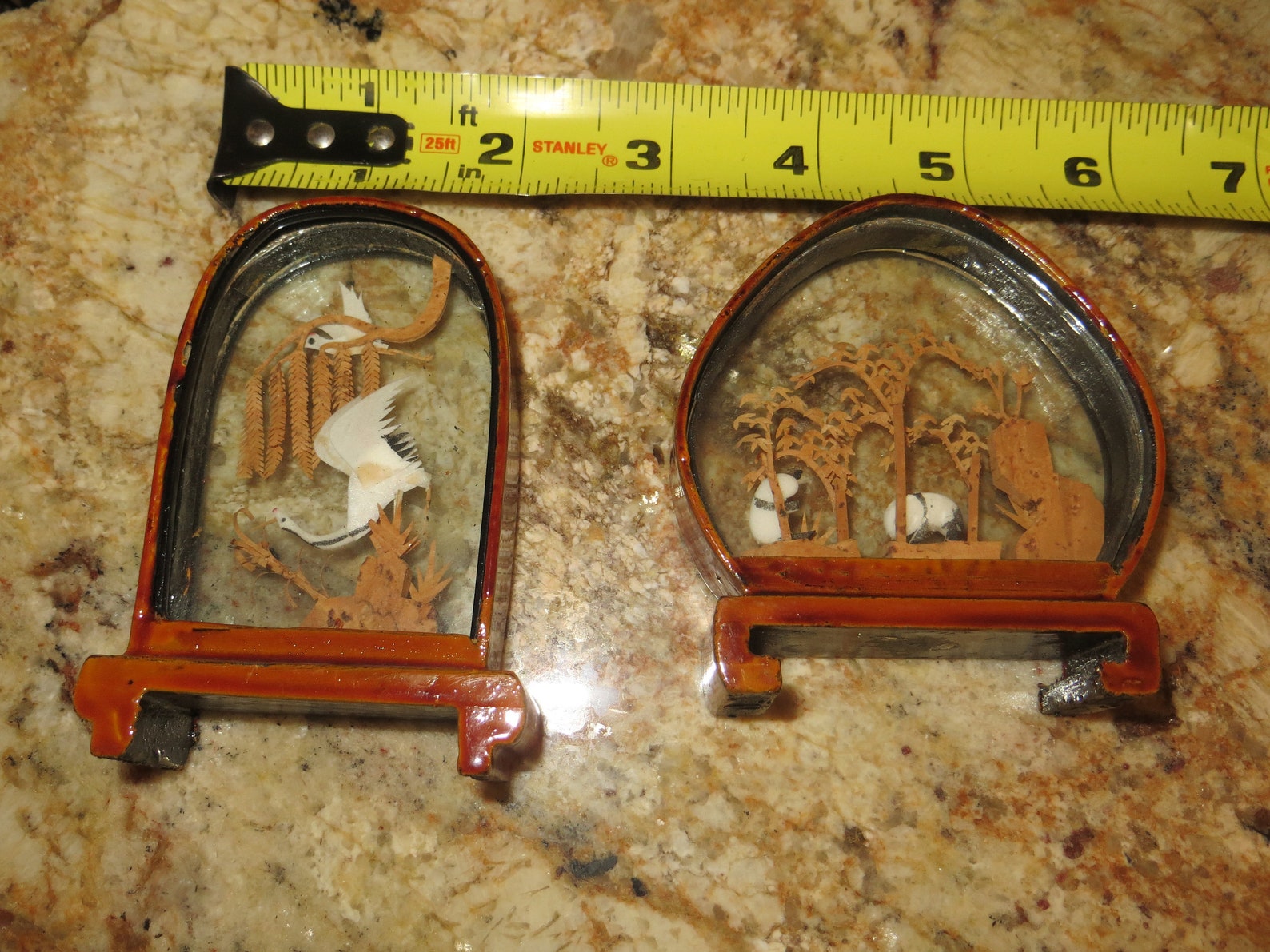 Pair of Cork Art Asian Panda Bears Birds - Etsy