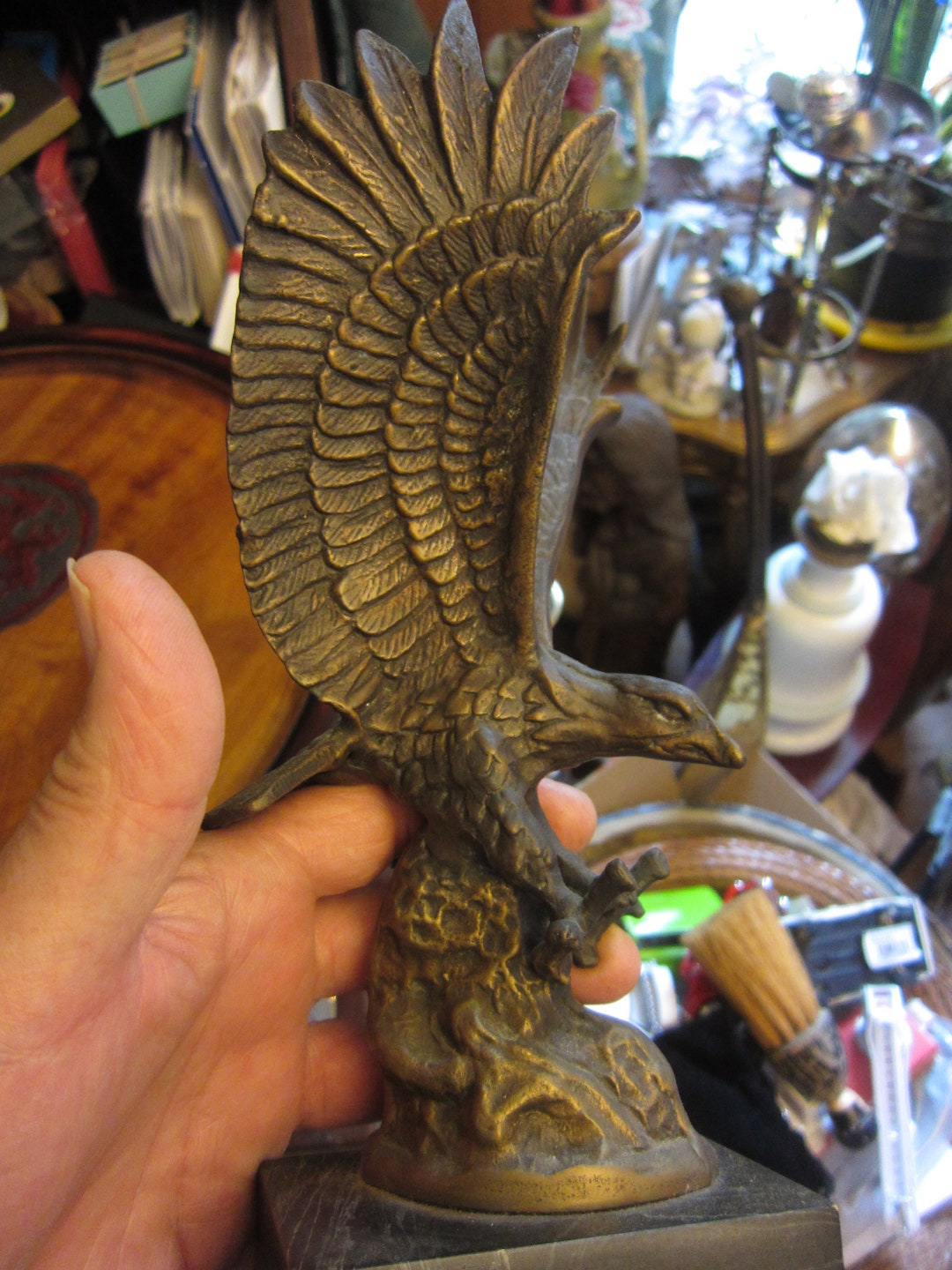 Spread Winged Eagle, Old Brass Finial Topper Ornate Decorative Arts ...