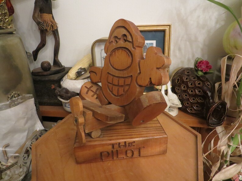 Vintage the Pilot Wood Sculptor by Don Mars in - Etsy