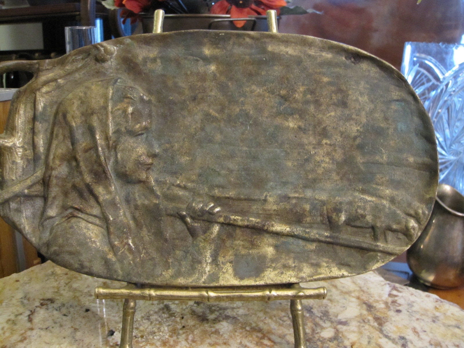 Antique Calling Card Tray Featuring a Girl Shepherd Herding - Etsy