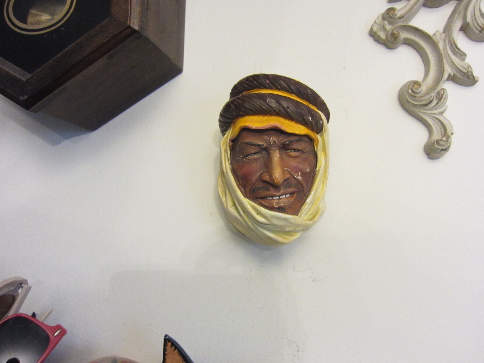 Vintage Chalkware Head Arab Man Sheik Wall Plaque, Please Read ...