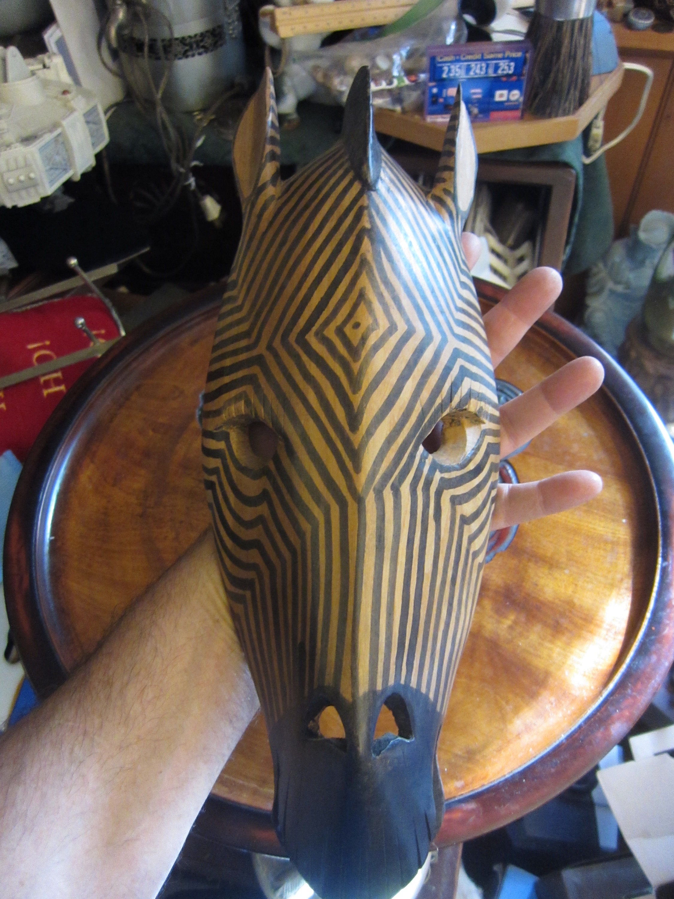 Zebra Tribal Mask, African Wall Mask Carved Wood Mask, Wall Decor ...