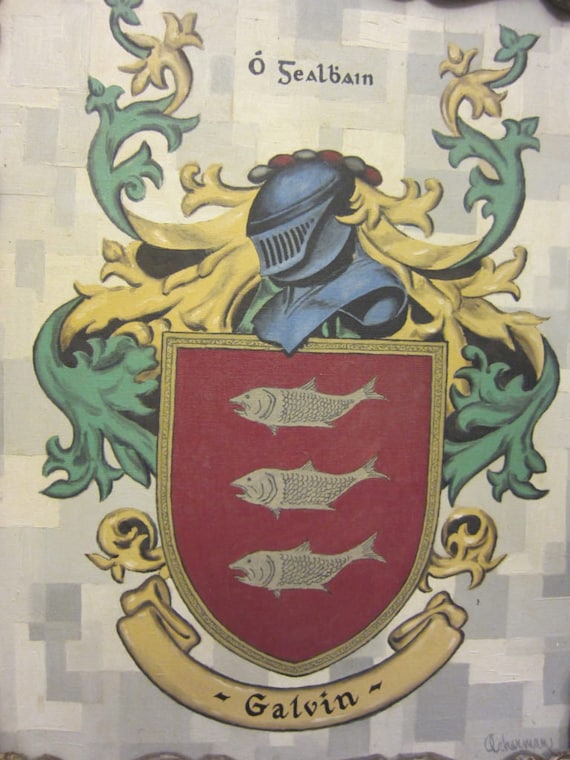 Galvin Coat of Arms Oil Painting Family Crest | Etsy