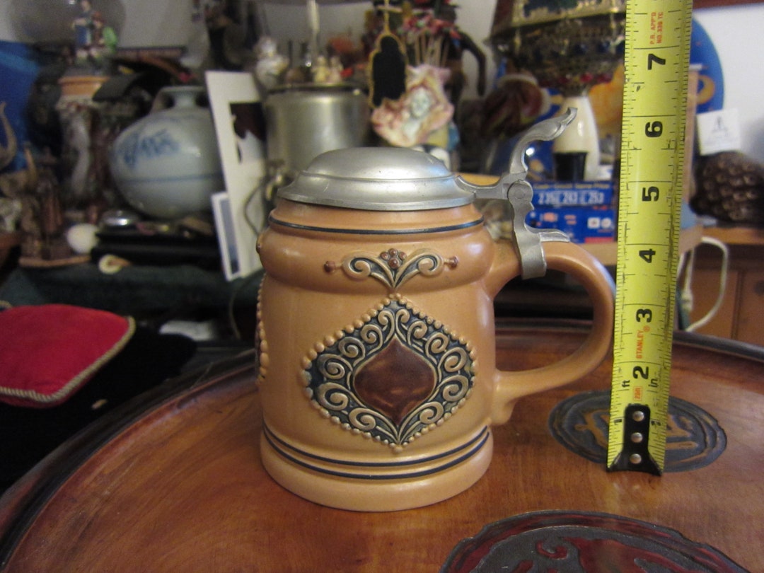 Vintage GERZ German Beer Stein, Round Short 5" Brown Tankard - Etsy