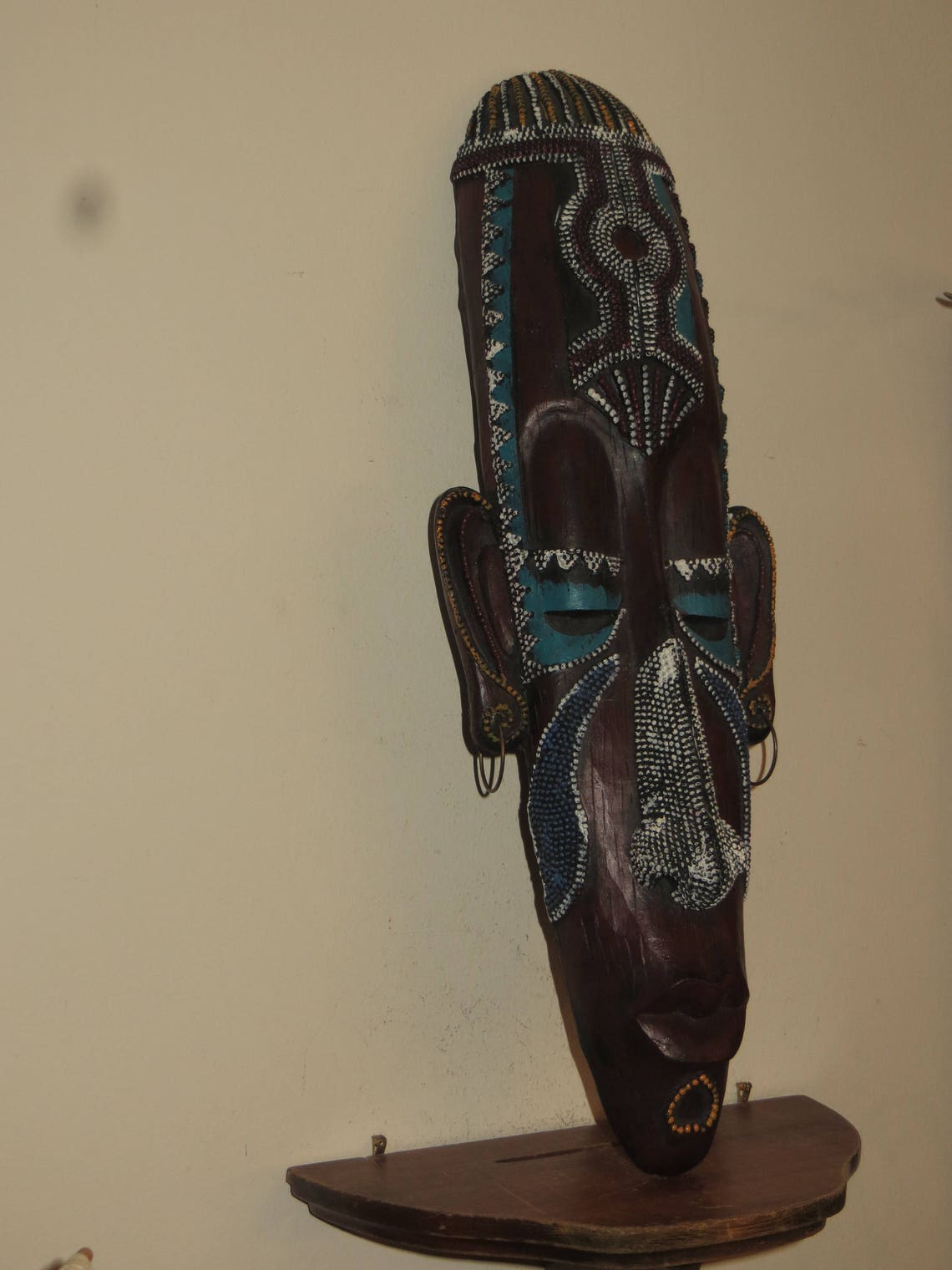 African Mask Wall Hanging, Large, Tribal Art, 18 3/4" Tall, 3 Pounds ...