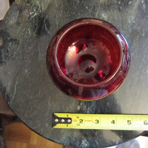 Vintage Ruby Red Round Glass Footed Bowl - Etsy