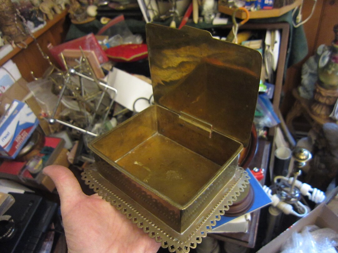 Antique Brass Candy Box, Schrafft's 1920s Hinged Box With French ...