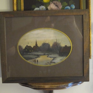 Elizabeth Mowry Painting, Oval Farm Country Scene, Please Read ...