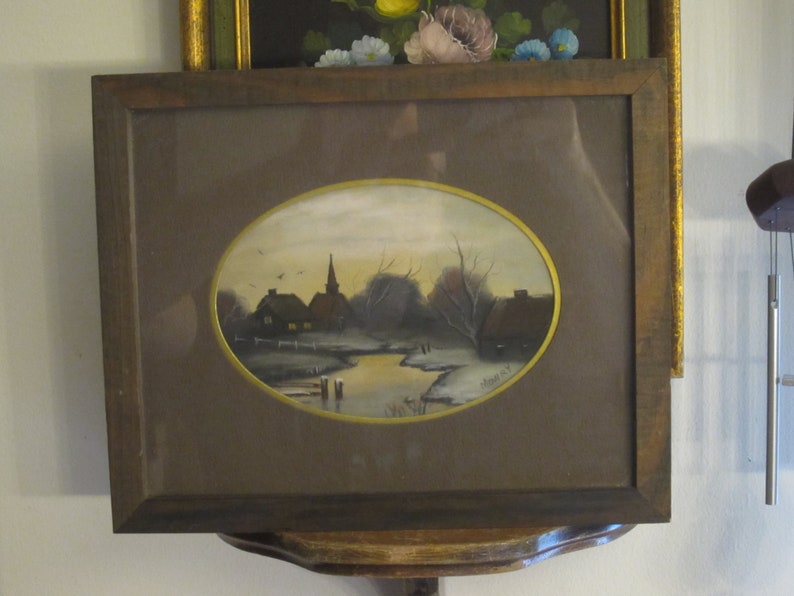 Elizabeth Mowry Painting, Oval Farm Country Scene, Please Read ...