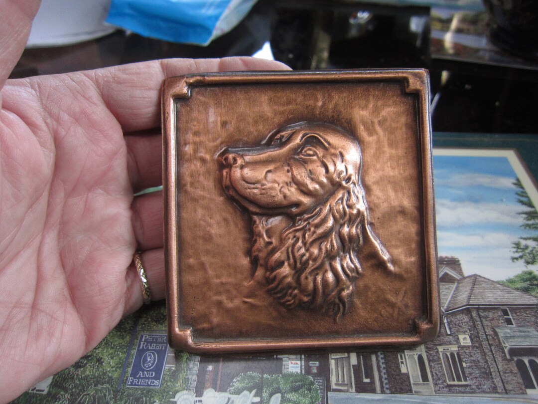Vintage Hammered Copper Spaniel Dog Plaque - Etsy