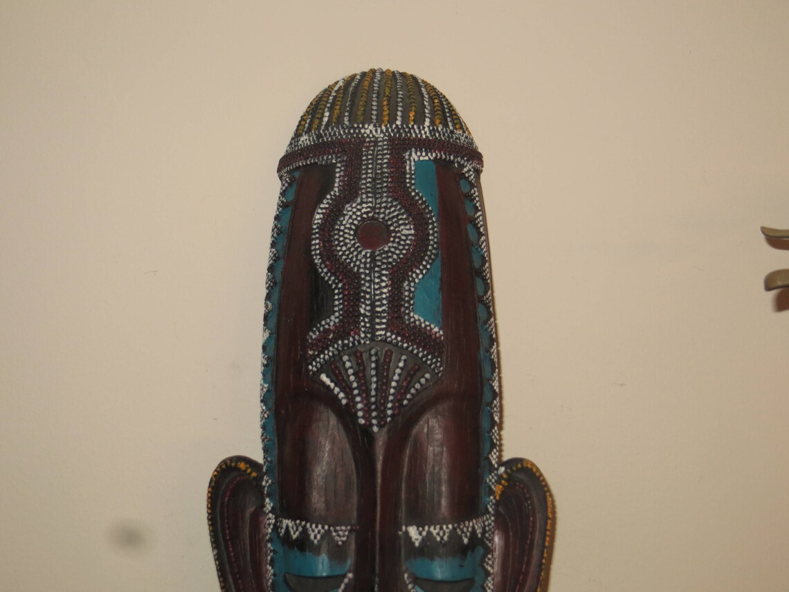 African Mask Wall Hanging, Large, Tribal Art, 18 3/4" Tall, 3 Pounds ...