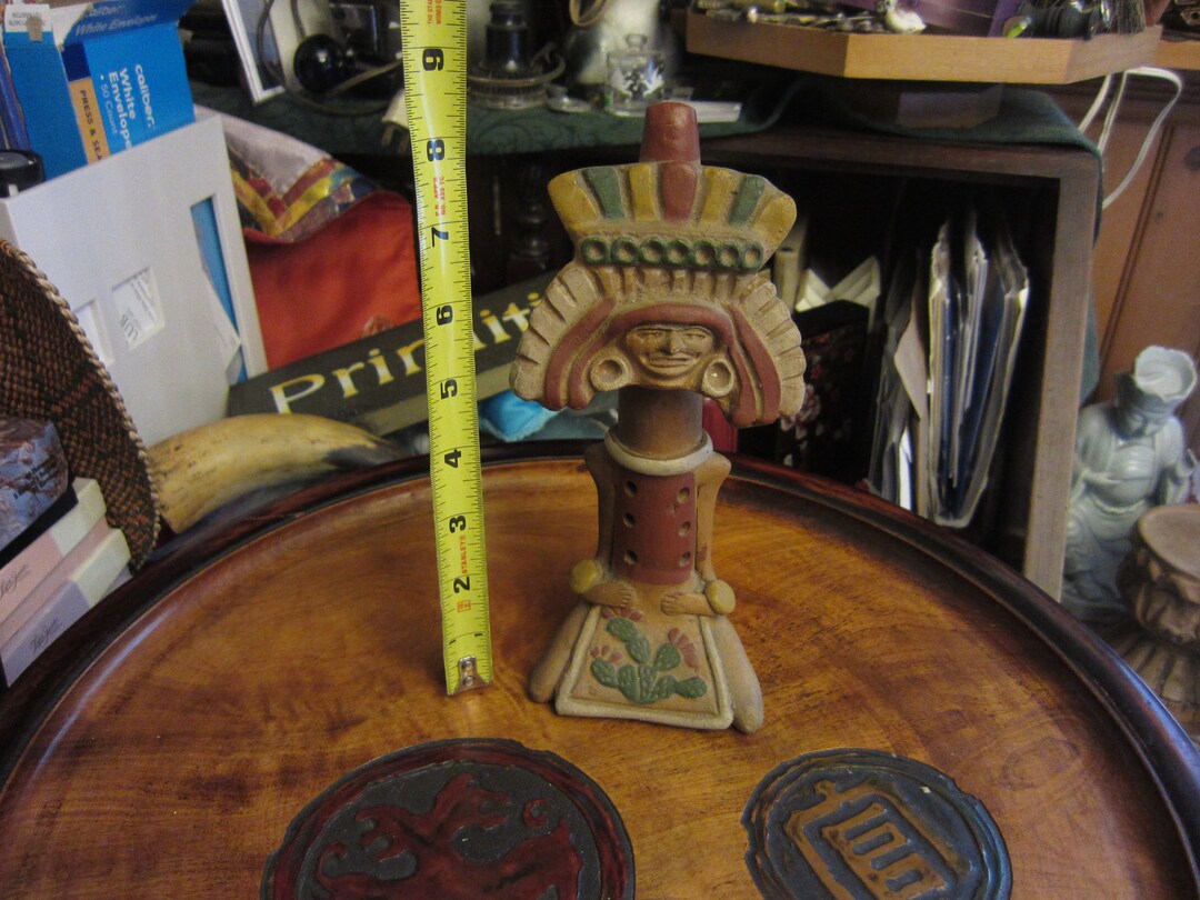Aztec Mayan Flute Clay Painted, Mexican Folk Art - Etsy