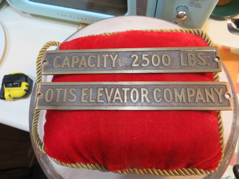 2 Otis Elevator Company Nameplates Emblems or Plaques, Pair, Please ...