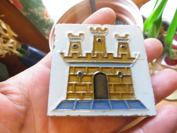 Vintage Tile With Castle 2 5/8 X 2 5/8 X 5/8 | Etsy
