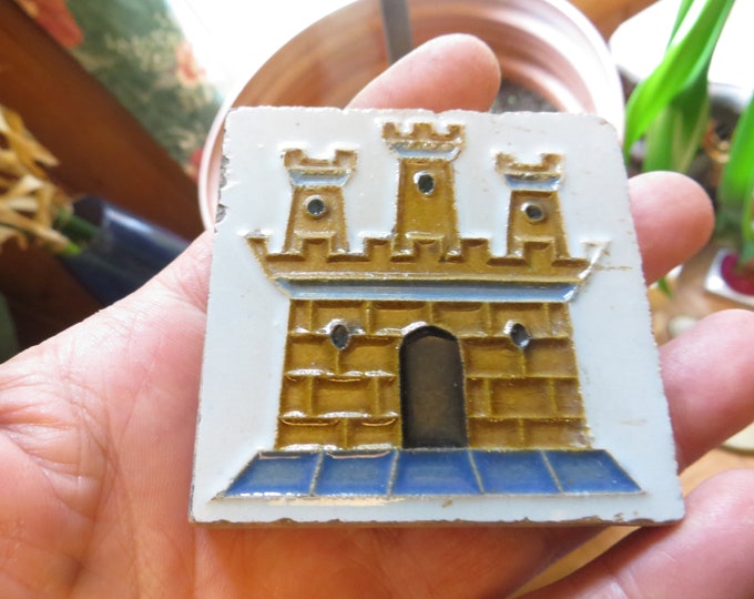 Vintage Hanging Dutch Hand Painted Framed Tiles of Castle Towers & Man ...