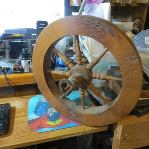 Antique Sinning Wheel Part, Vintage Wooden Wheel, Rustic Home Decor ...
