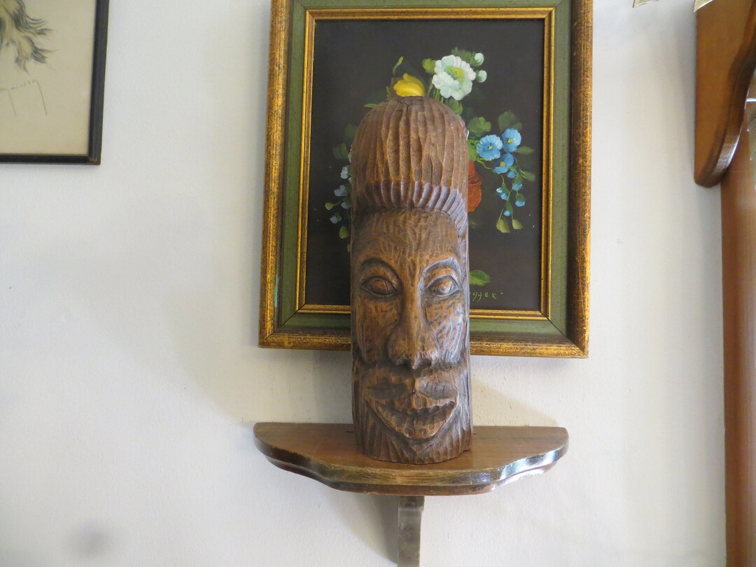 Carved Tiki Totem Wood Head, Vintage - Etsy