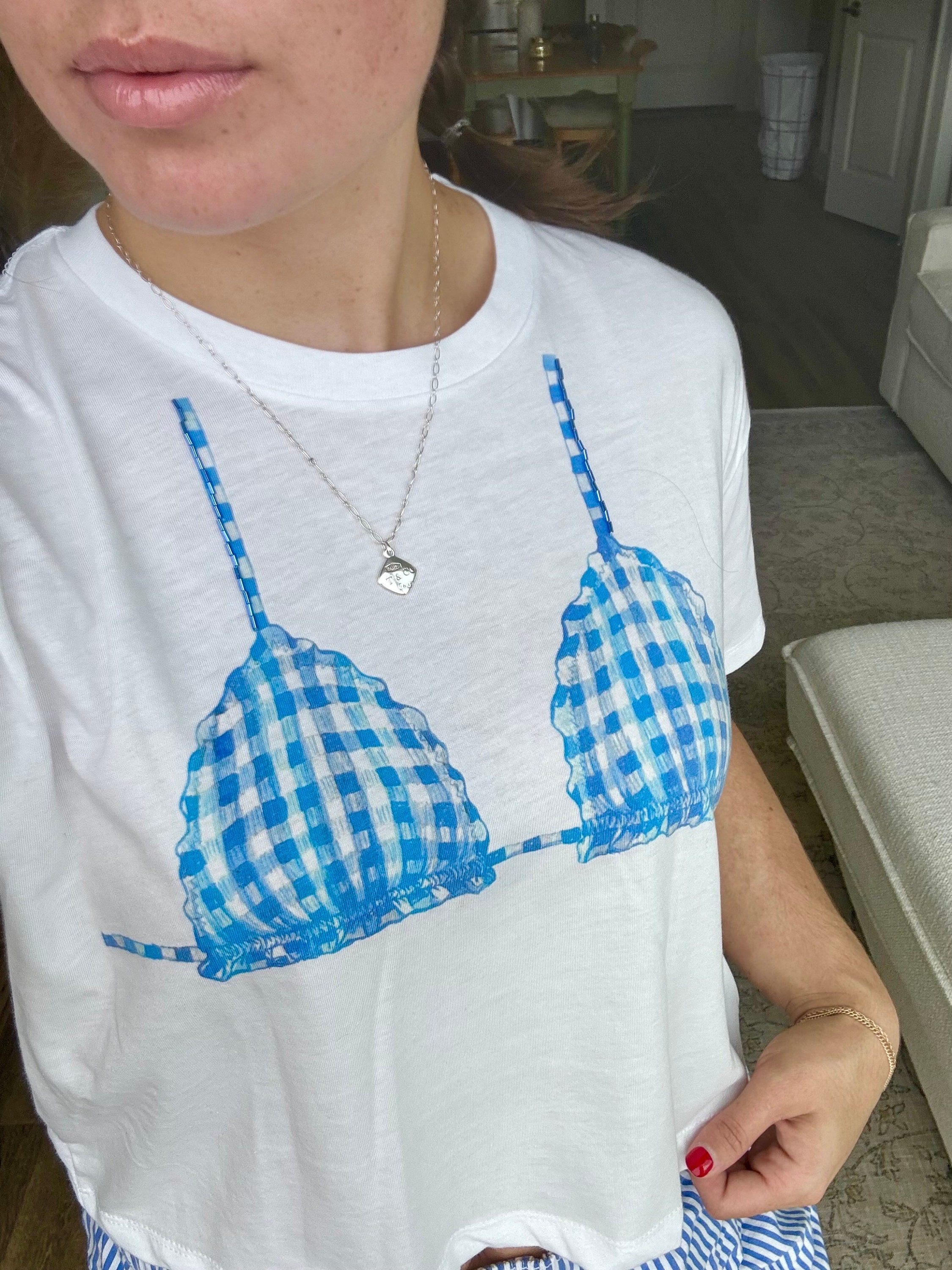 Bikini Top Tee With Beading Bikini Shirt Beach Shirt Summer Shirt