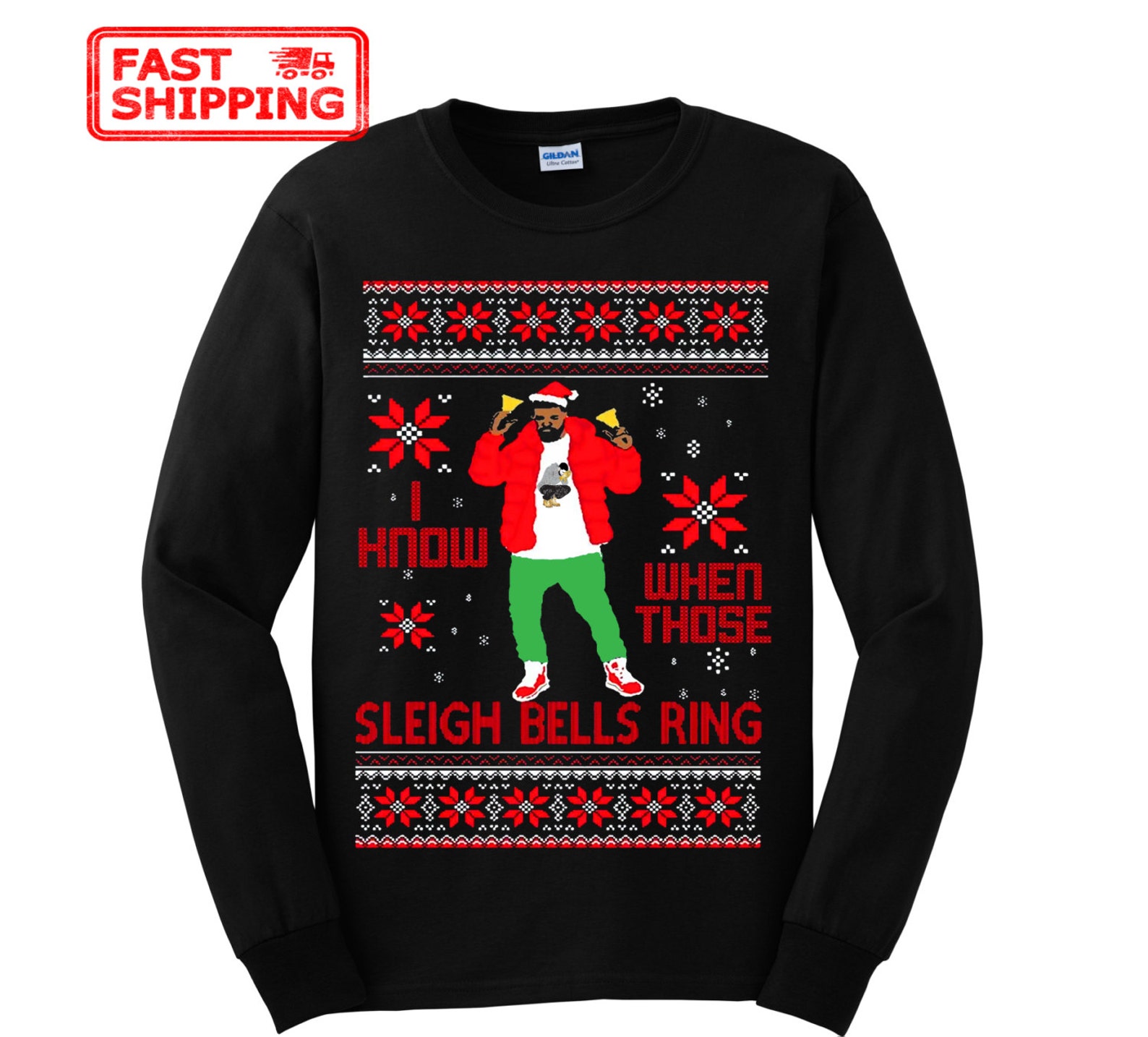 Drake Ugly Christmas Sweater Style Sweatshirt and Short Sleeve T-shirt ...