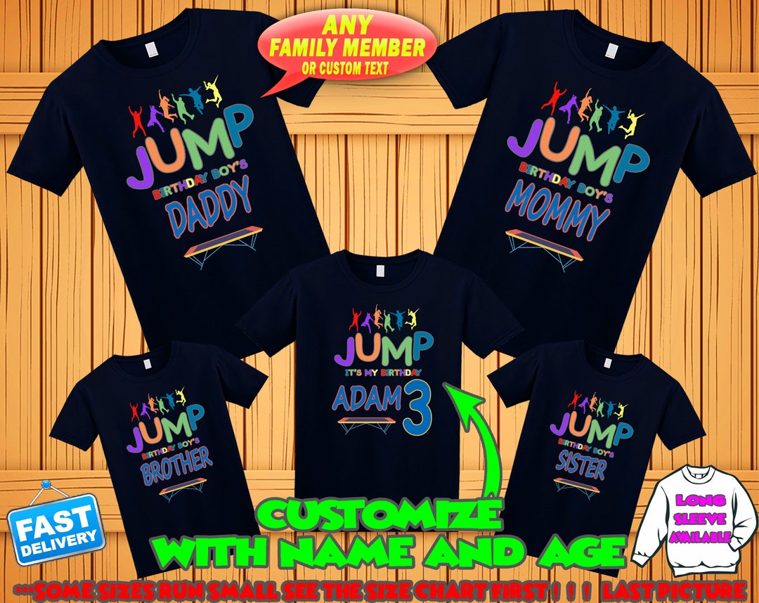 Custom Jump Birthday Shirt: Personalized Trampoline Party Family Shirts ...
