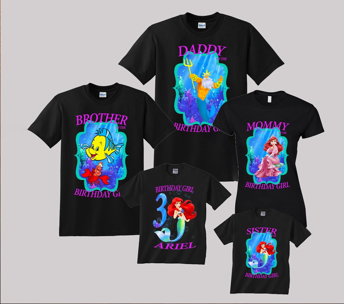 The Little Mermaid Ariel Birthday Shirt Custom Personalized | Etsy