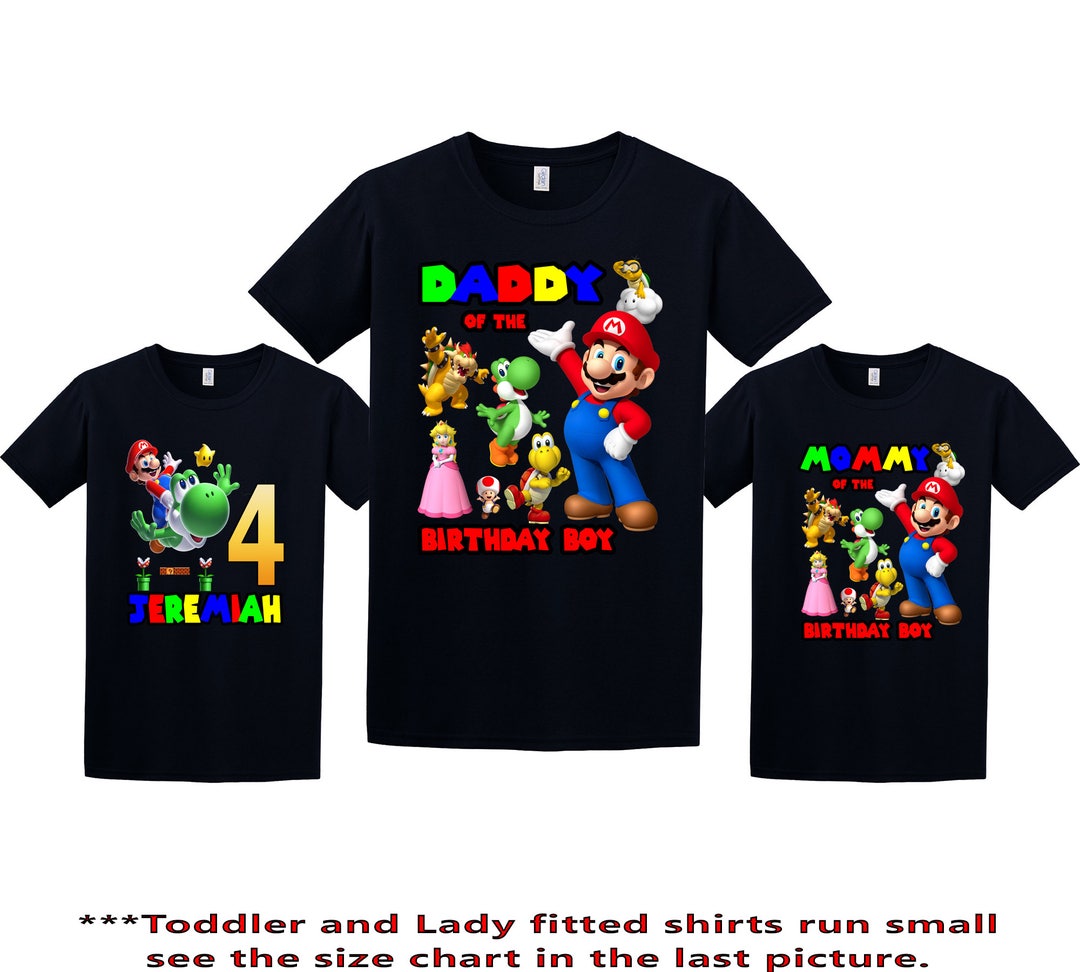 Super Mario Birthday Shirt, Super Mario Custom Tshirt, Personalized ...