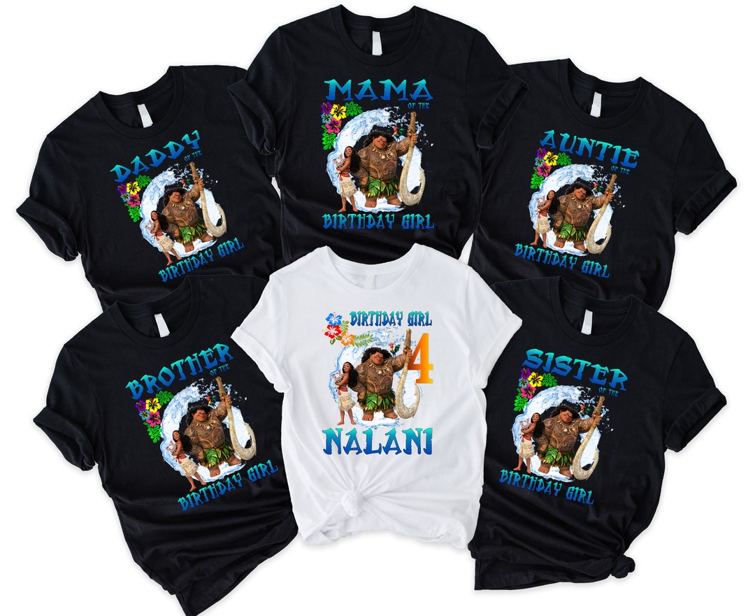 Personalized Moana Birthday Family Shirts: DTG Print Cotton Tee - Etsy