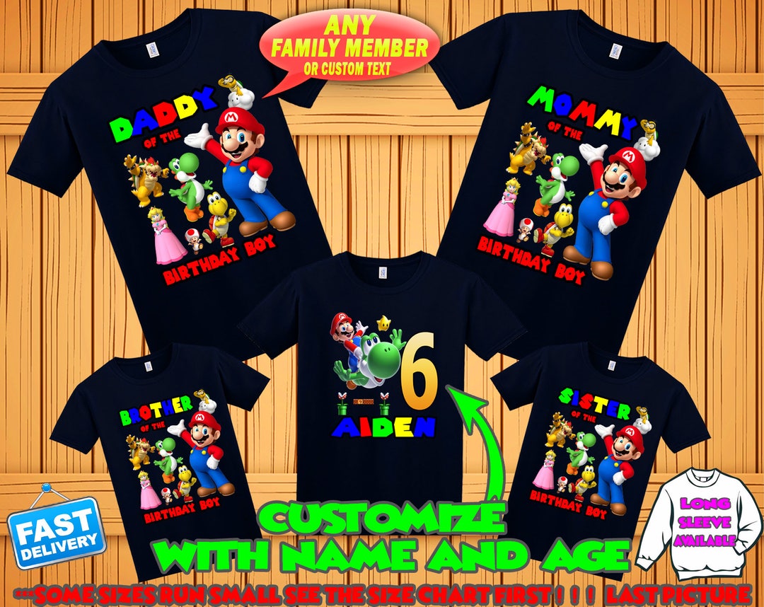 Super Mario Birthday Shirt, Super Mario Family Shirts, Super Mario ...