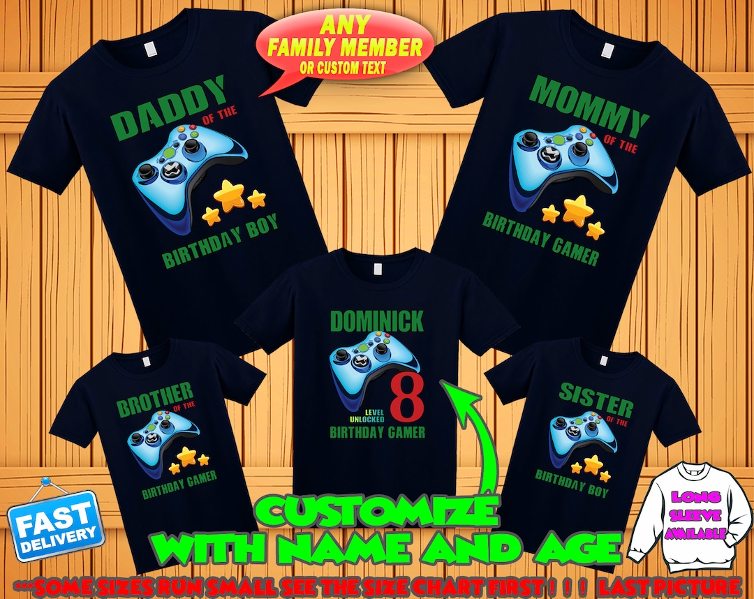 Gamer Birthday Shirt, Gamer Custom Birthday T-shirt, Video Games Theme ...