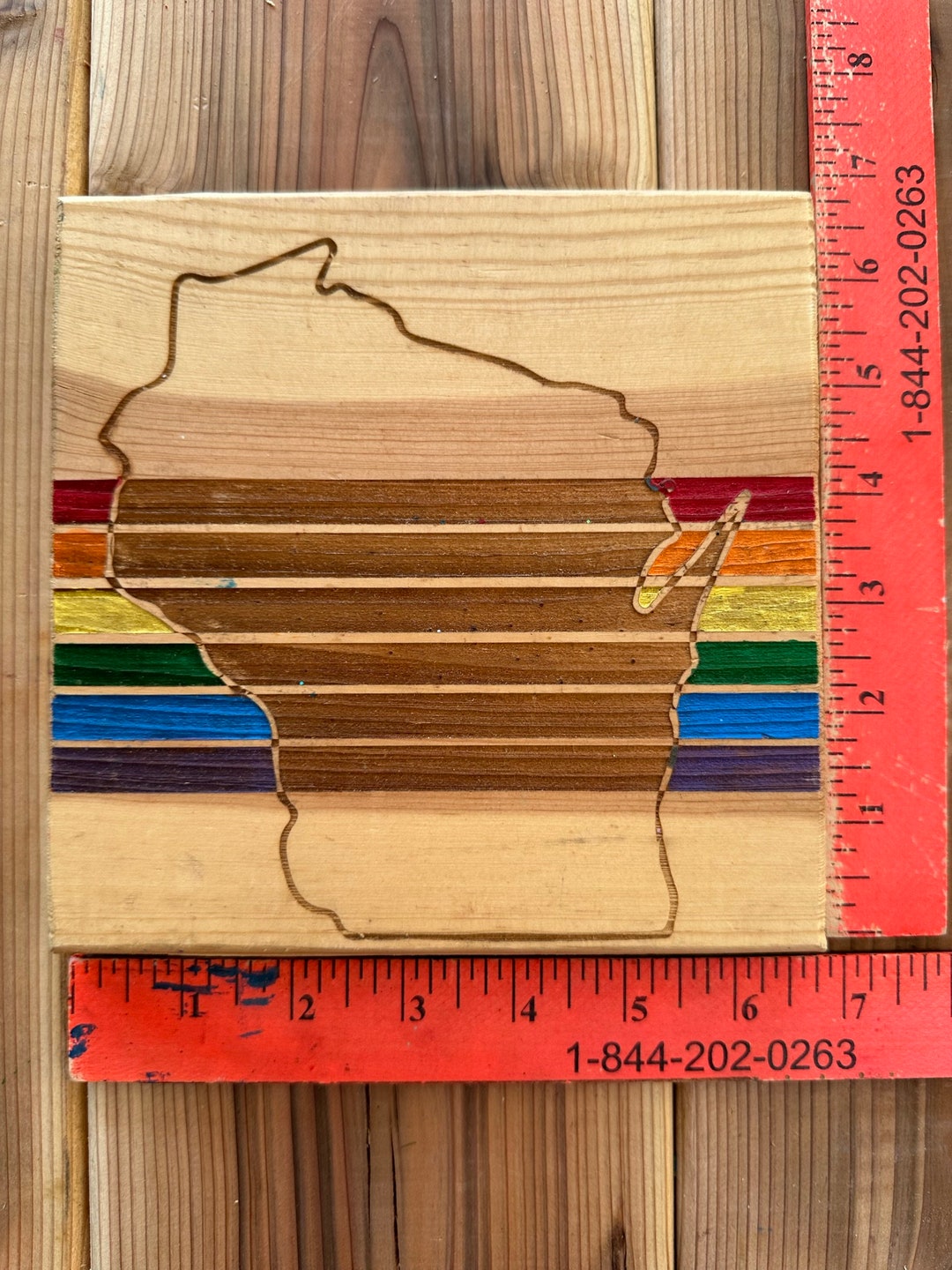 Wisconsin Glitter Rainbow Wood Sign - Etsy