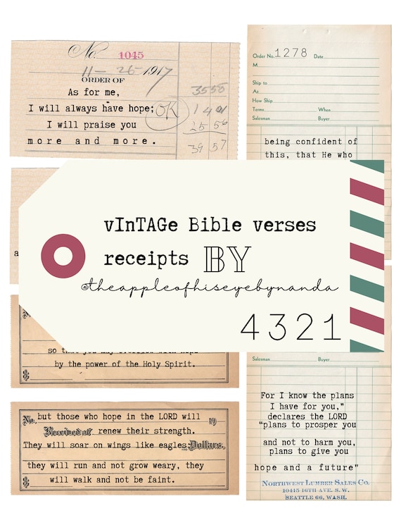 Vintage Bible Verses Receipts | Etsy